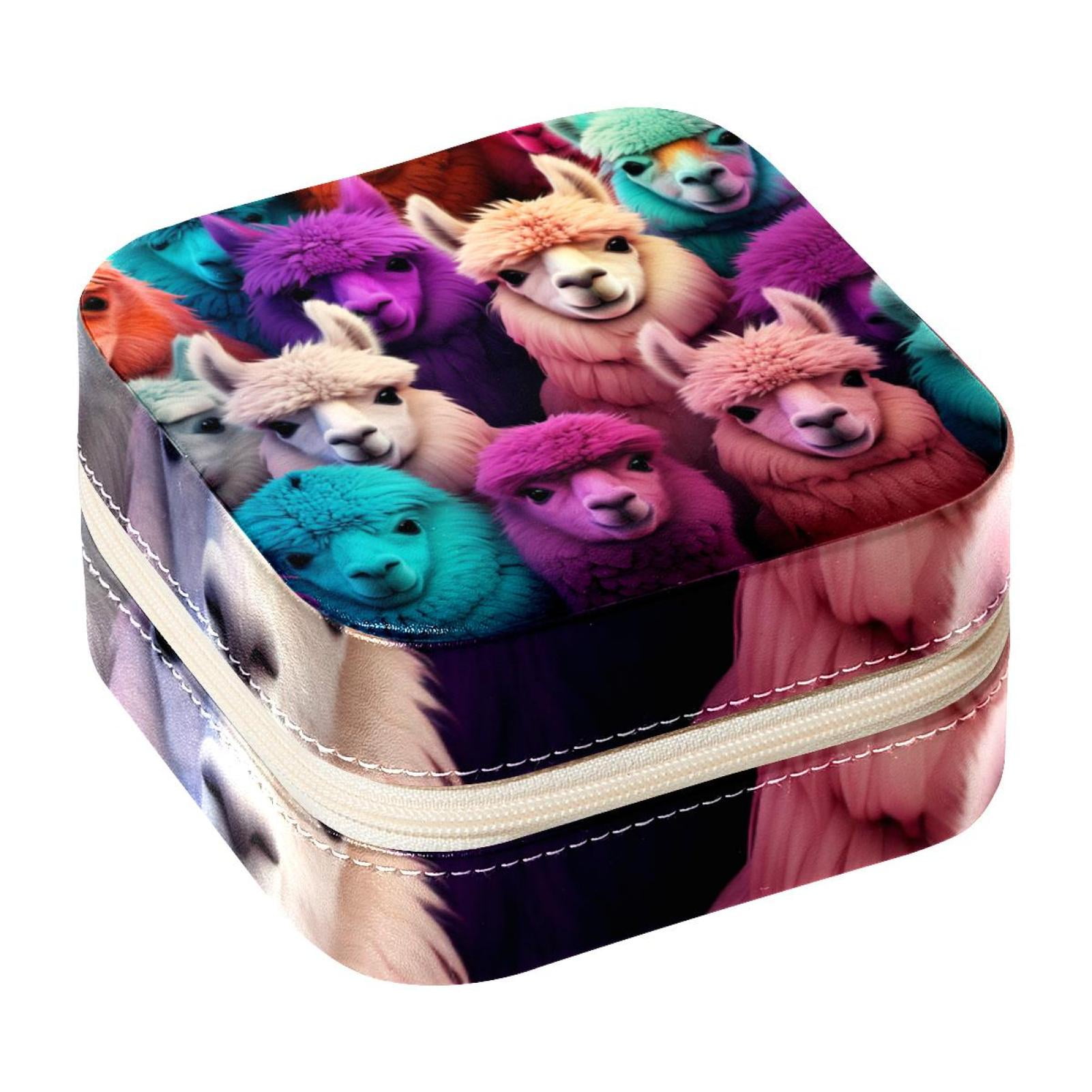Alpaca Travel Portable Square Jewelry Box Earring Necklace Bracelet ...