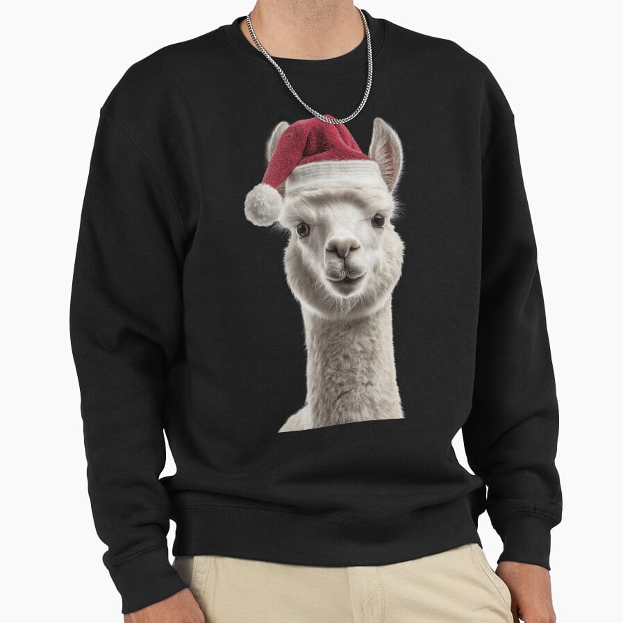 Alpaca With Christmas Hat Festive Animal Retro Aesthetic Graphic ...