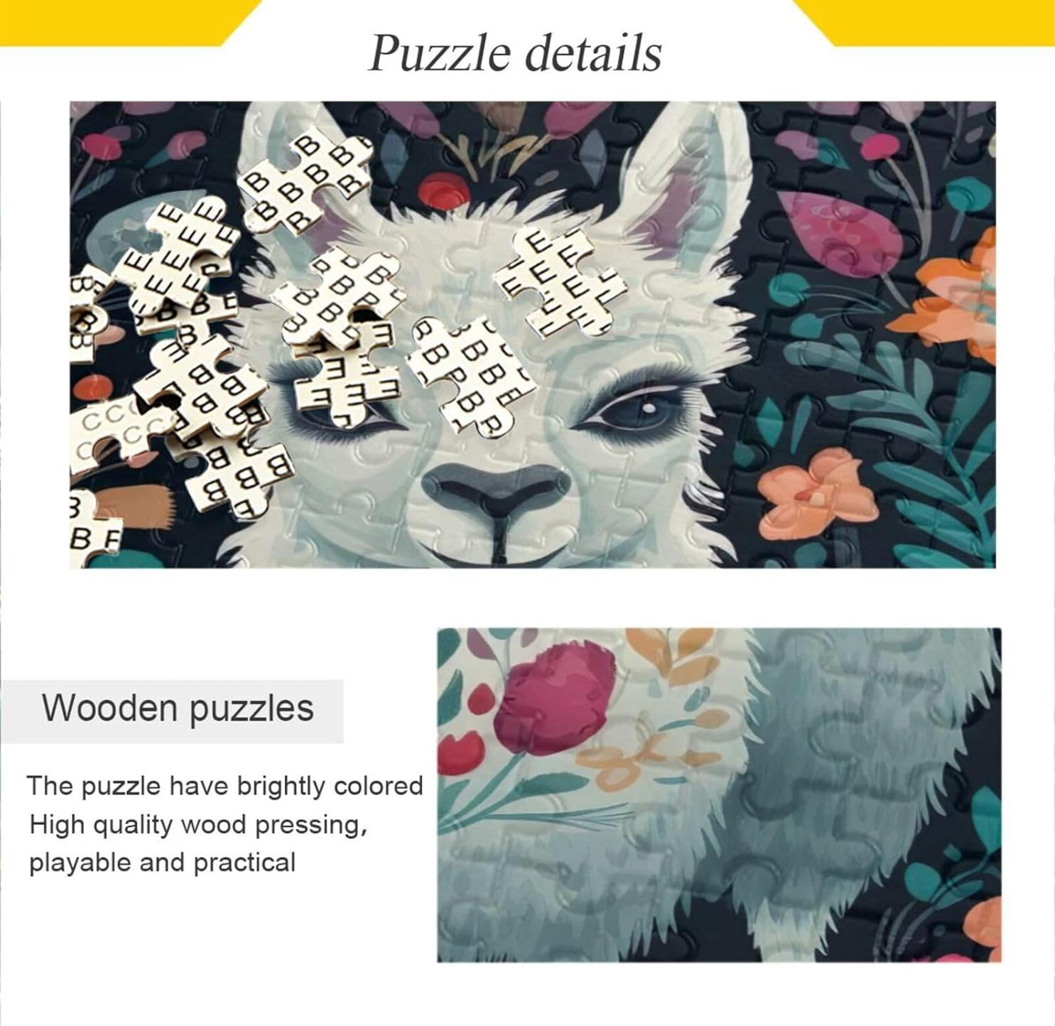 Alpaca Wooden Jigsaw Puzzles, Intellectual Entertainment Educational Puzzles Fun Family Game ...