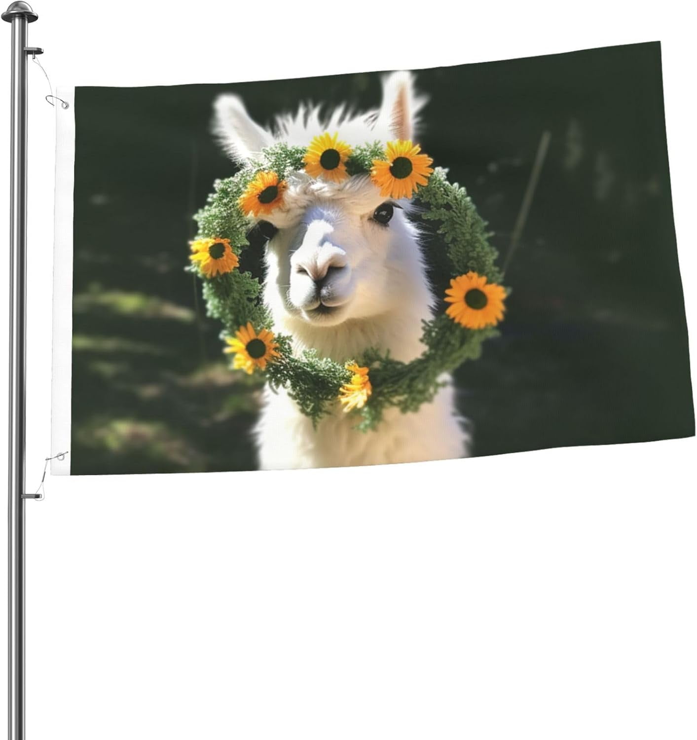 Alpaca wearing a garland Garden Flags Holiday Banner with Brass ...
