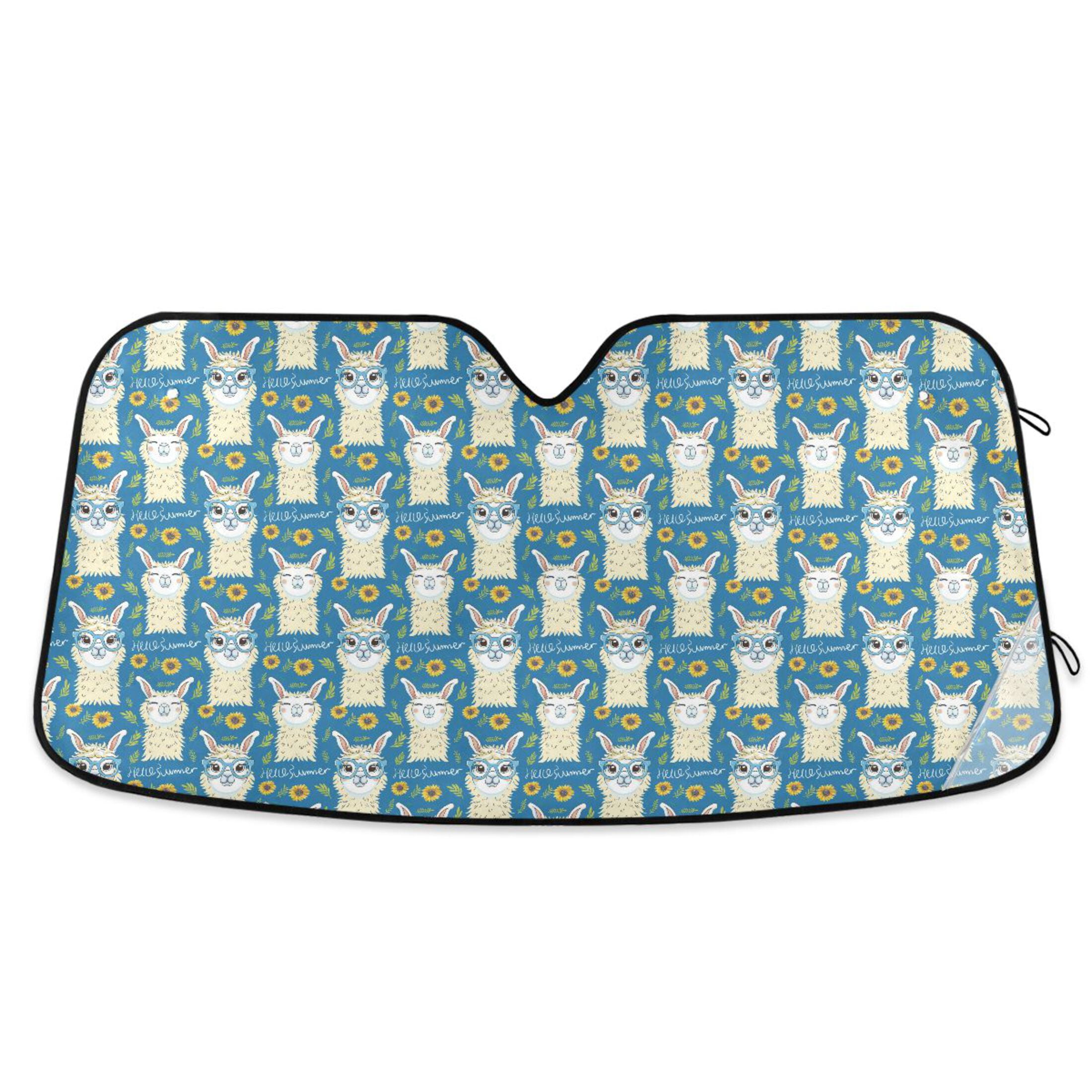 Alpaca with Glasses Car Windshield Sun Shade Foldable Car Front Window ...