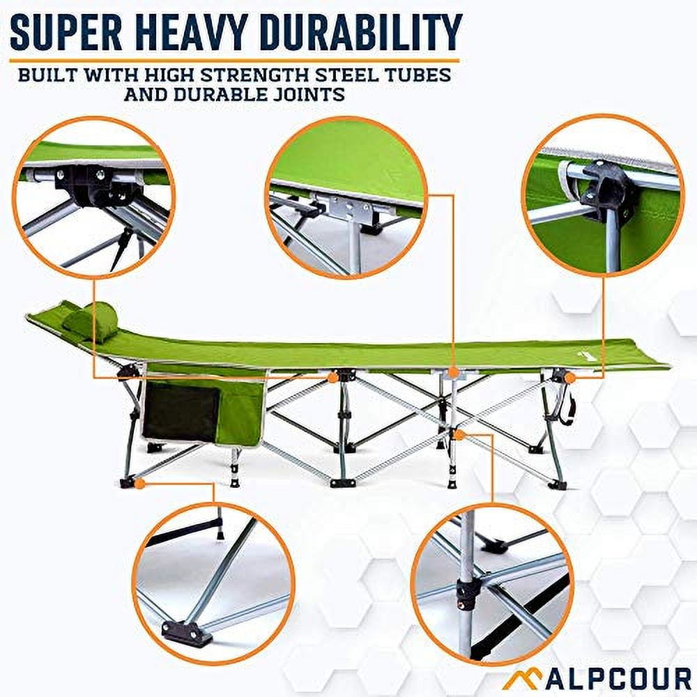 Alpcour Folding Camping Cot – Deluxe Collapsible Single Person Bed in a ...