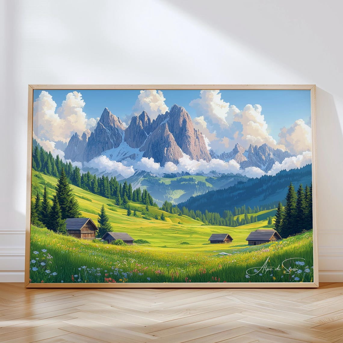 Alpe Di Siusi Horizontal Travel Print - Italy Wall Art Framed Poster ...