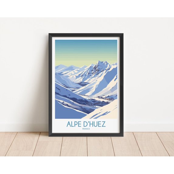 Alpe d'Huez Poster France Mountain Scenic Art Print, Unframed Canvas ...