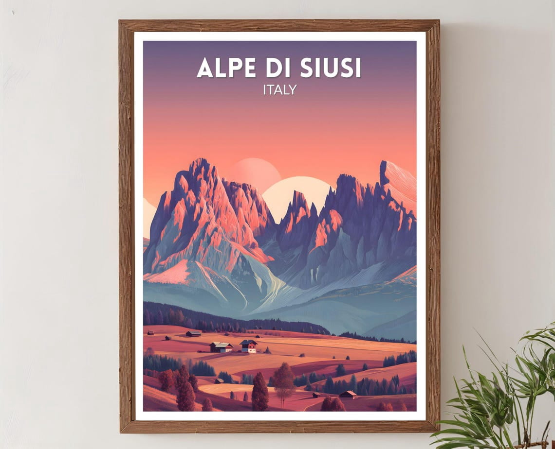 Alpe di Siusi Italy Sunset Romantic Alpine Mountain Landscape Travel ...