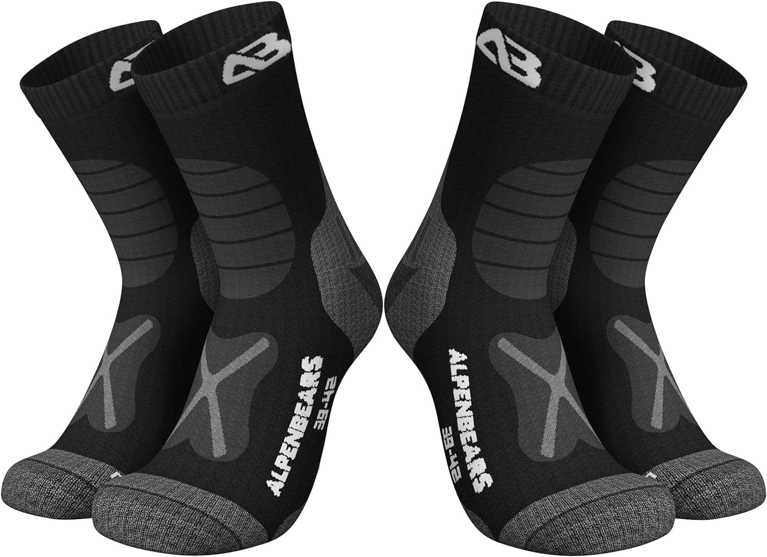 Alpen Bears Merino Wool Hiking Socks 2-Pair - Wool Socks for Men, Women ...