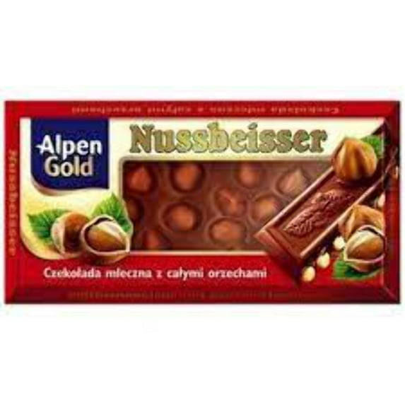 Alpen Gold Milk Chocolate, Hazelnuts, 100g Bar, Cocoa, Sugar, Nuts ...