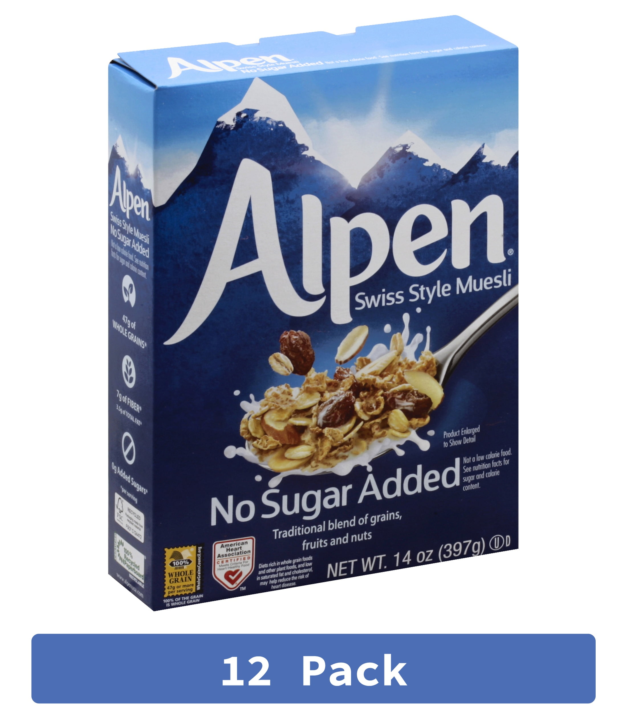 Alpen No Sugar Muesli Cereal 14 oz (Pack of 12) - Walmart.com