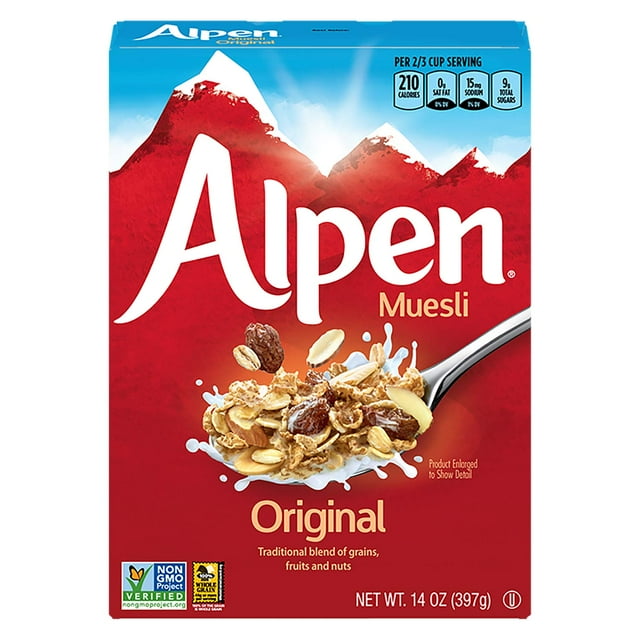 Alpen Original Muesli, Swiss STF9 Style Muesli Cereal, Whole Grain, Non ...