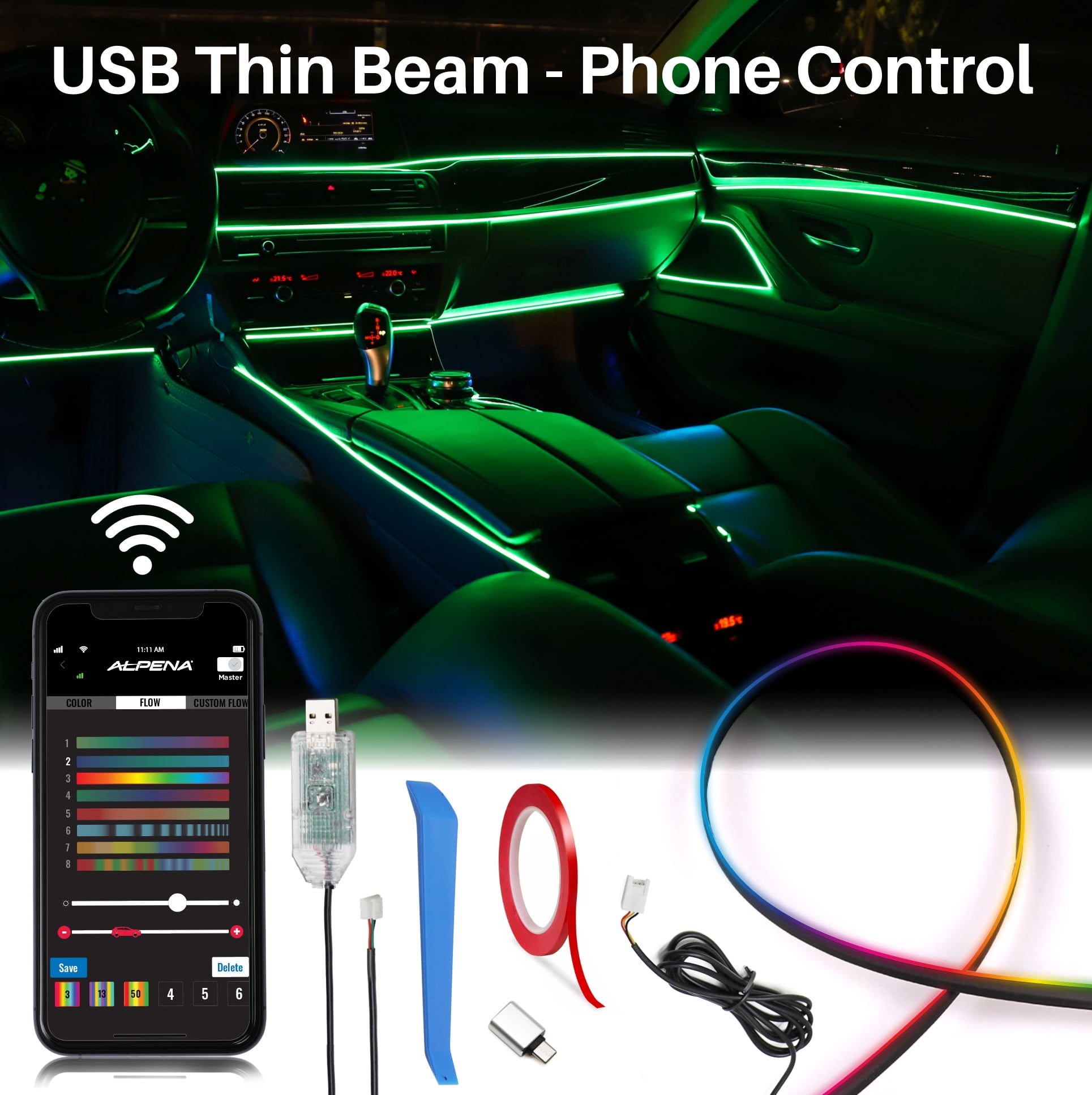 Alpena LED USB 45in Thin Beam RGBIC Ambient Trim Light - Walmart.com
