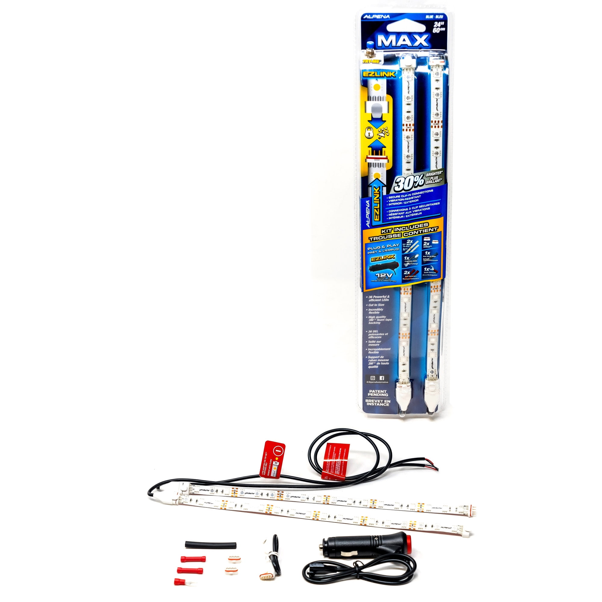 Alpena Max LED Light Strip Kit, 2x12" Strips, 12V Power, Blue ...