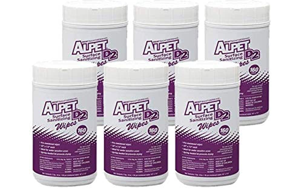 Alpet D2 Surface Sanitizing Wipes, Pre-Moistened, Lint-Free - 160 Wipes ...