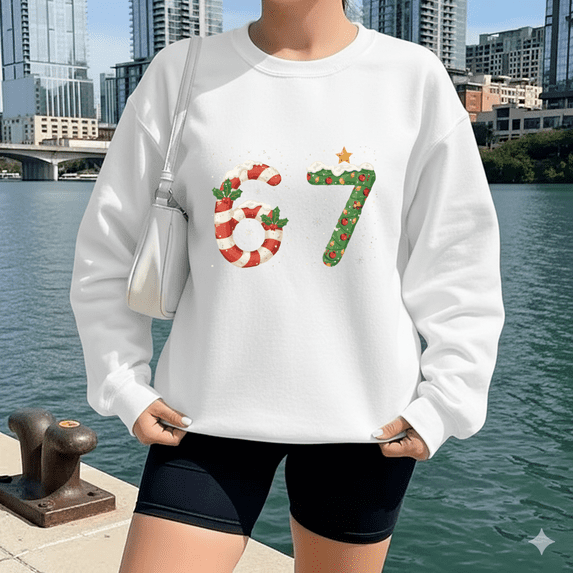 Alpha 67 Holiday Meme Funny Six Seven Festive Cheerful Style Sweatshirt ...