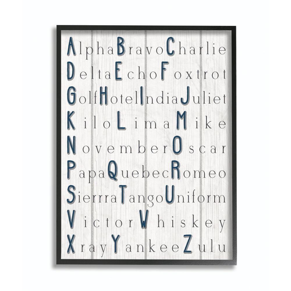 Alpha Bravo Charlie Kids Alphabet Word Design Framed Giclee Texturized ...