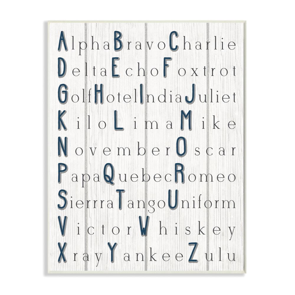 Alpha Bravo Charlie Kids Alphabet Word Design Oversized Wall Plaque Art ...