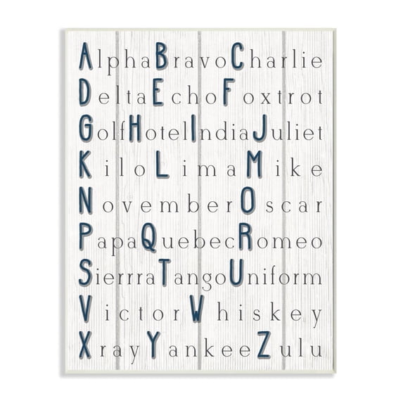 Alpha Bravo Charlie Kids Alphabet Word Design Oversized Wall Plaque Art ...