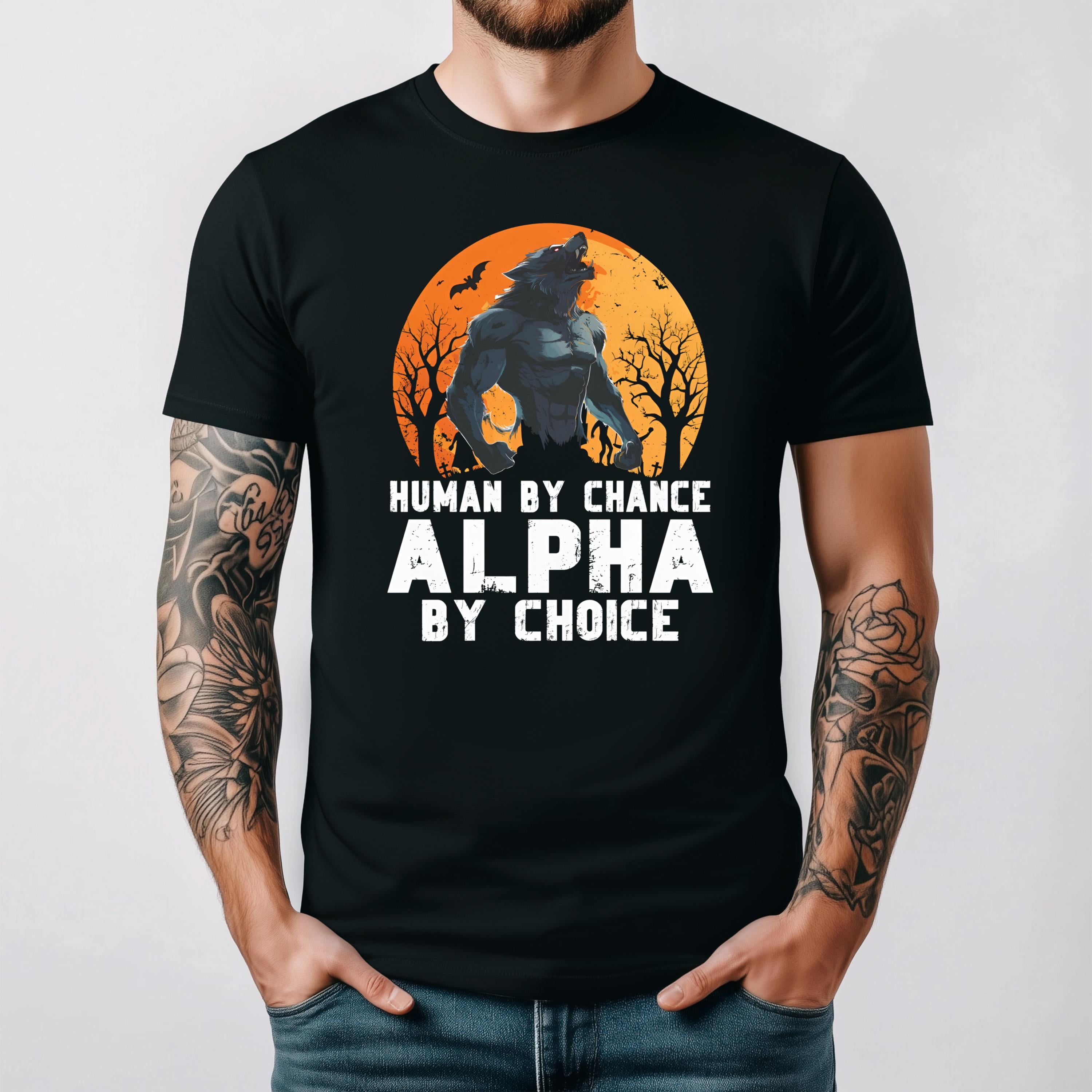 Alpha By Choice Humorous Werewolf Costume Themed Graphic T Shirt up to ...