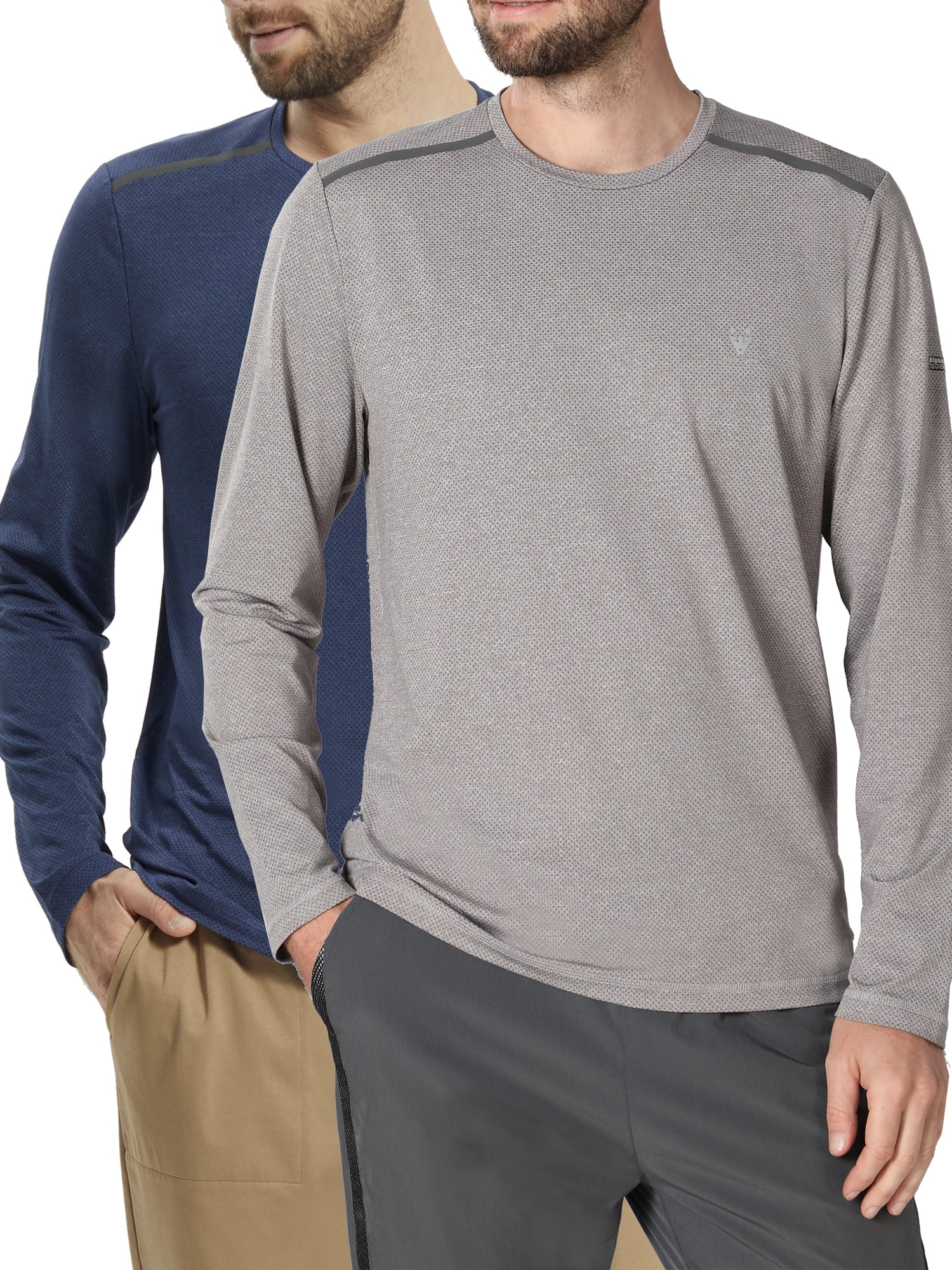 Alpha Camper Men's 2-Pack Classic Solid Crew Neck Long Sleeve T-Shirt ...