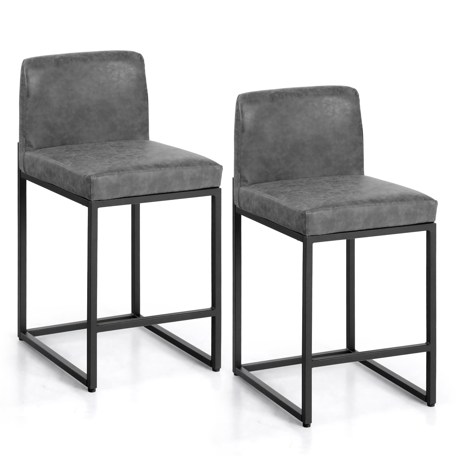 Alpha Camper Square Bar Stools Set of 2, Counter Height, PU Leather ...
