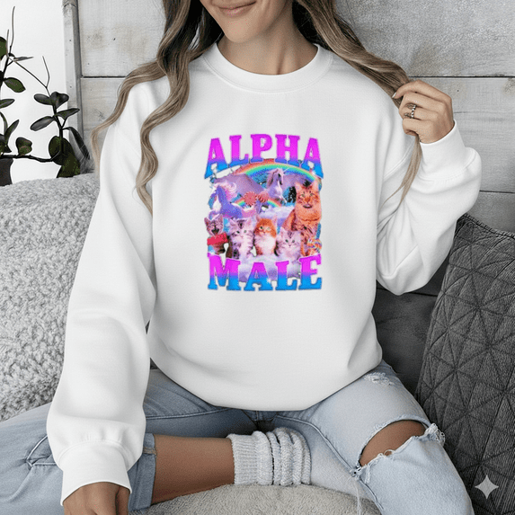 Alpha Cat Riding Unicorn Funny Male Humor Meme Cute Whimsical Art ...