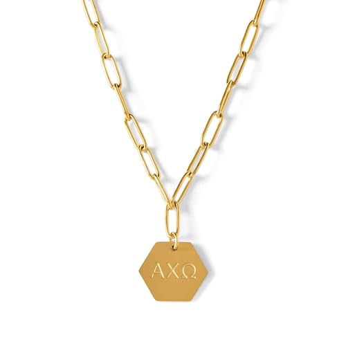 Alpha Chi Omega Necklace, 18k Gold Plated Paperclip Style Chain with ...