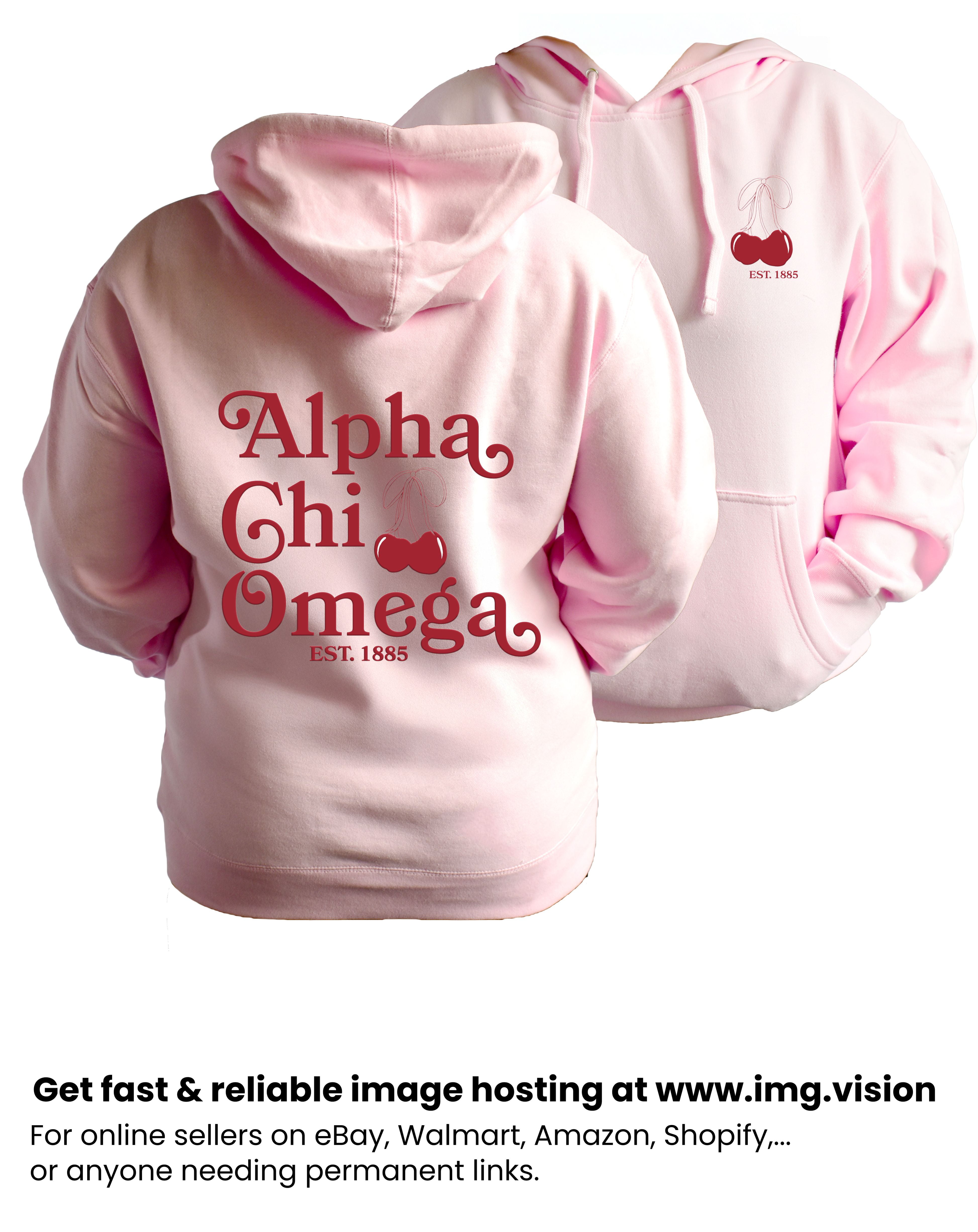 Alpha Chi Omega Sweatshirt, Hooded Sweatshirt with Cherries Design ...