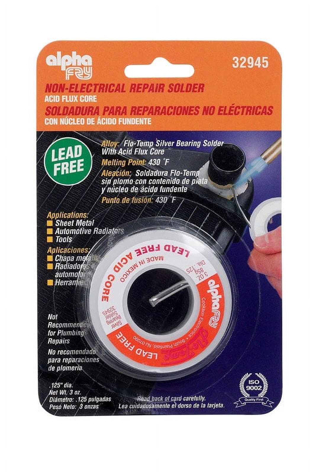 Alpha Fry 3 oz. Lead-Free Repair Solder 0.125 in. Dia. Silver Bearing Acid Flux Core - Walmart.com