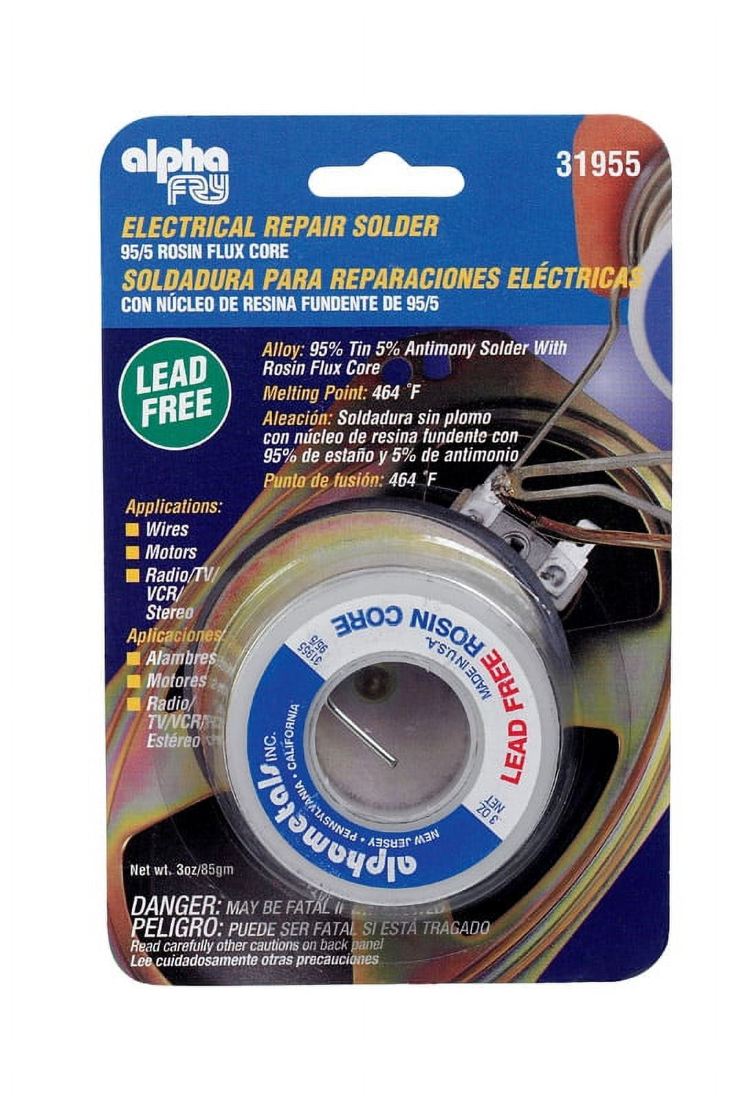Alpha Fry 3 oz. Lead-Free Rosin Core Solder 0.06 in. Dia. Tin ...