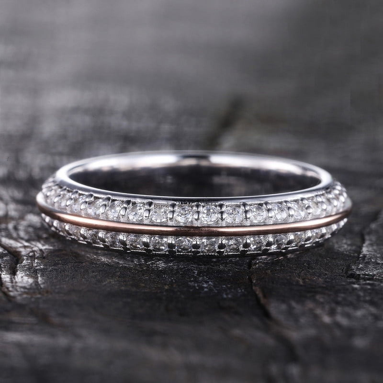 Alpha Jewel 0.8 Ct Round Cut Diamond Bands - 14K White Gold Plated Band ...