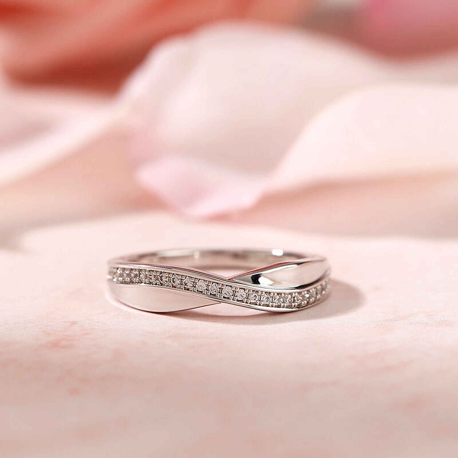 Alpha Jewel 0.8 Ct Round Cut Diamond Engagement Ring - 14K White Gold Plated - Elegant Infinity ...