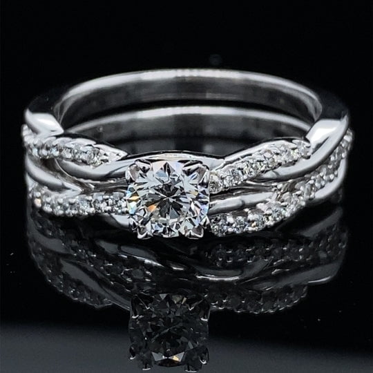 Alpha Jewel 1.3 Ct Round Cut Diamond Engagement Ring - 14K White Gold ...