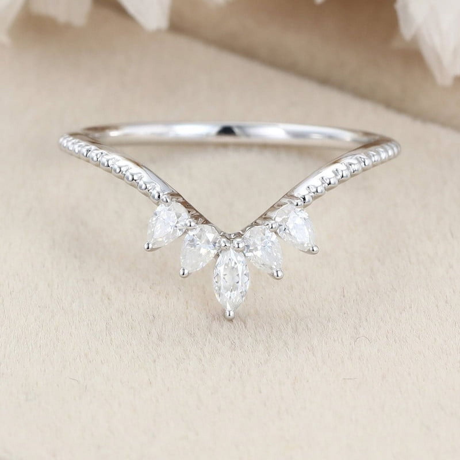 Alpha Jewel 1.5 Ct Marquise Cut Diamond Bands - 14K White Gold Plated ...