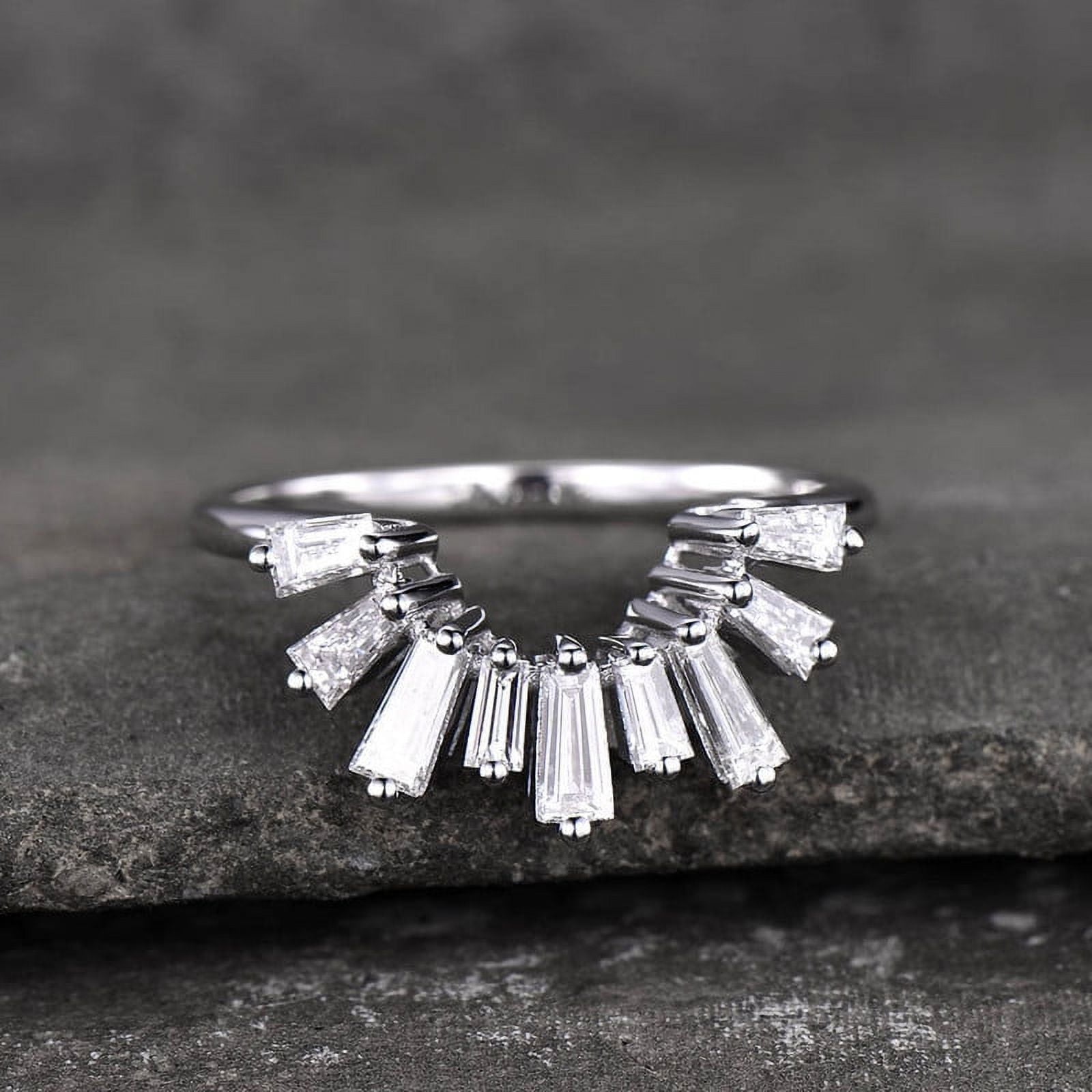 Alpha Jewel 1.6 Ct Baguette Cut Diamond Band for Her - 14K White Gold ...