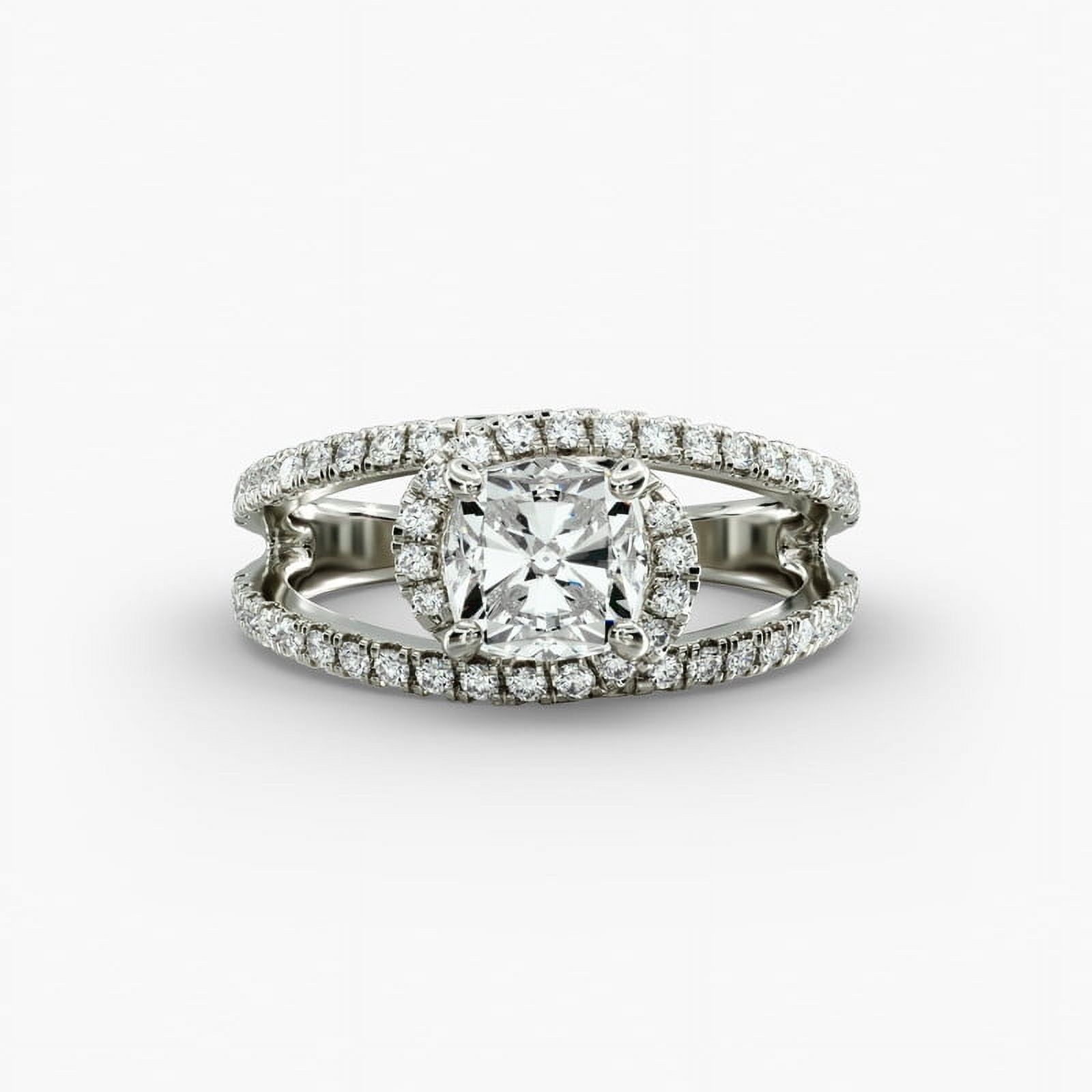 Alpha Jewel 1.6 Ct Cushion Cut Moissanite Halo Engagement Ring - 14k ...
