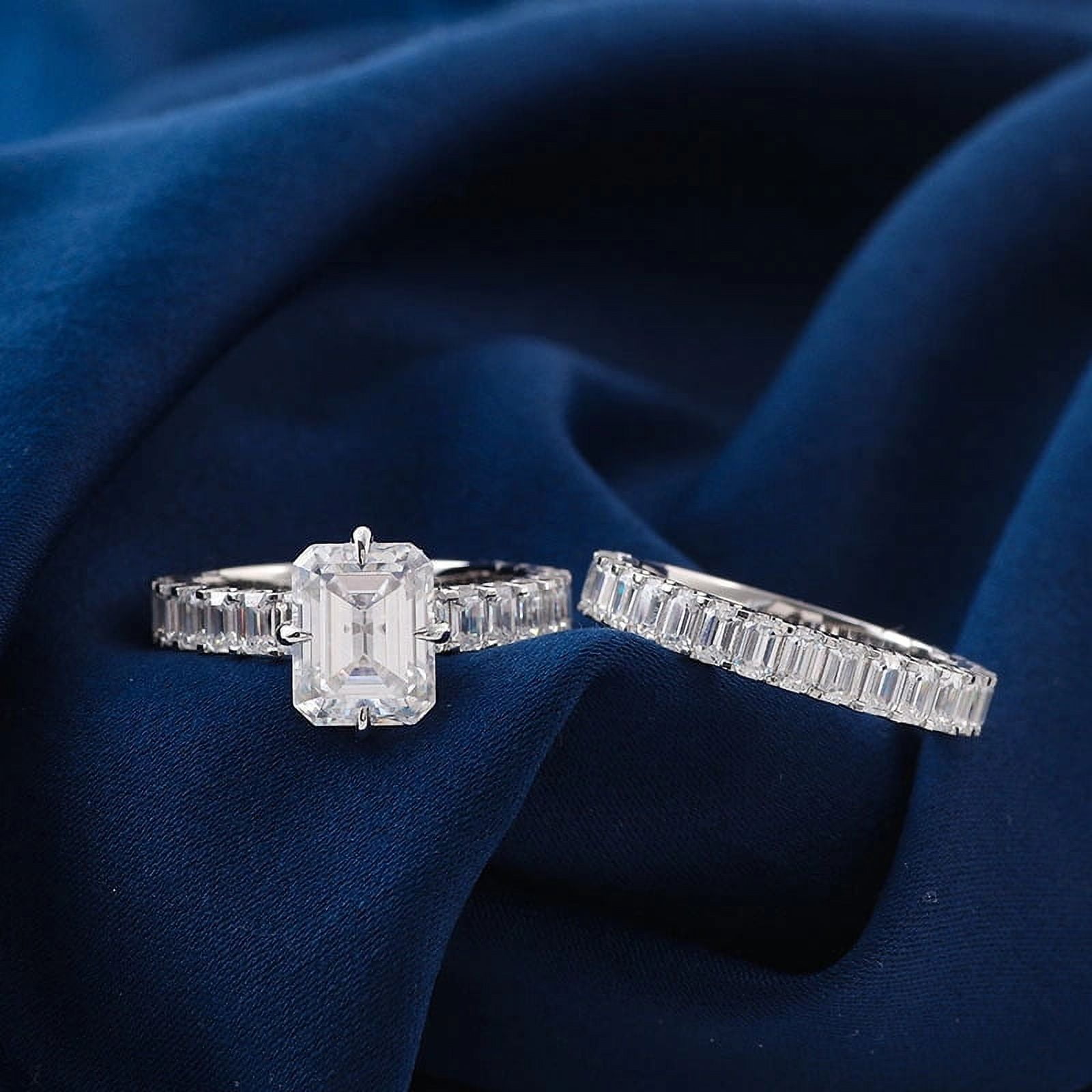 Alpha Jewel 1.7 Ct Emerald Cut Diamond Engagement Ring - 14K White Gold ...