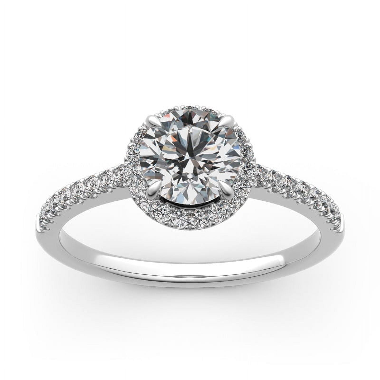 Alpha Jewel 1.7 Ct Round Cut White Diamond Ring - 14K White Gold Over ...