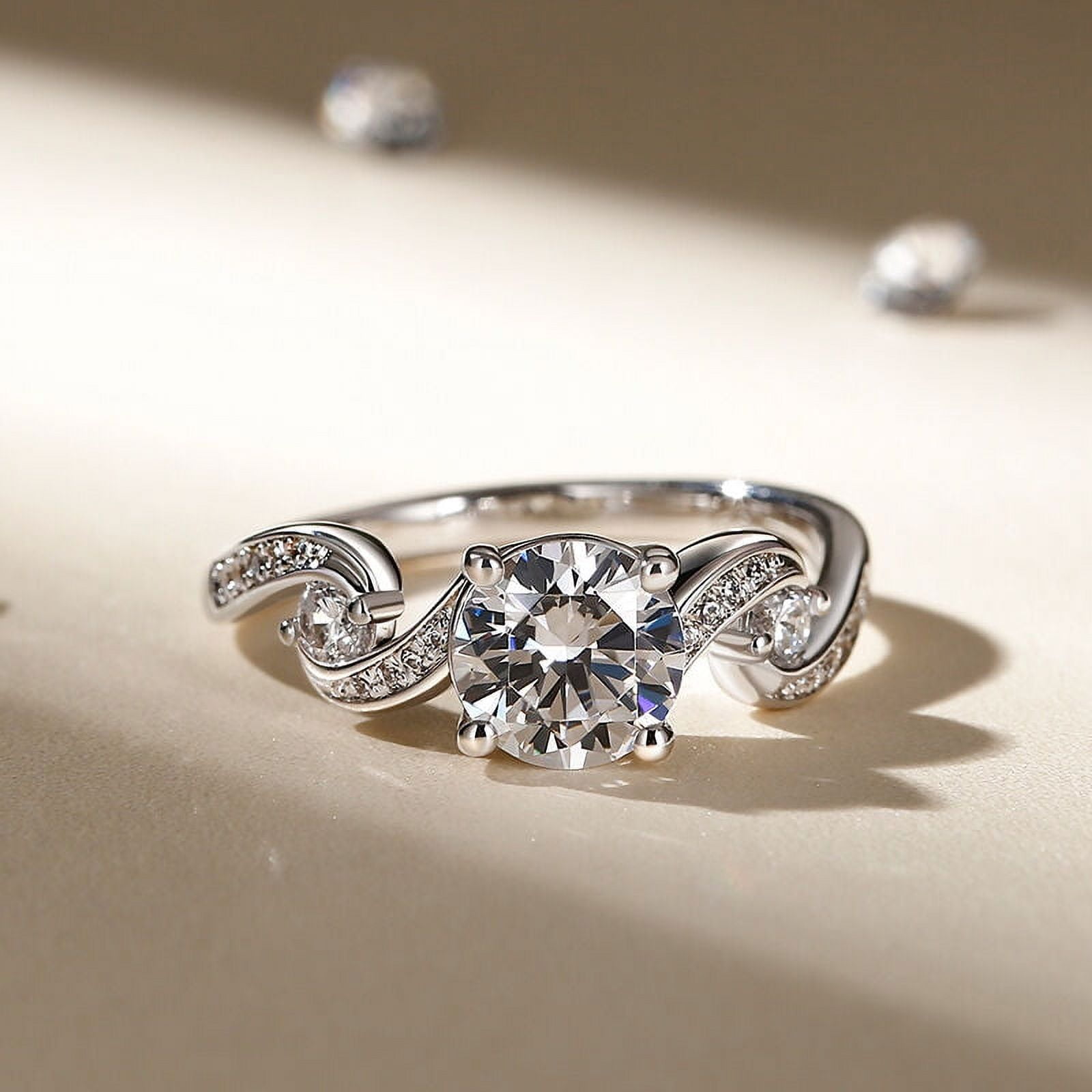 Alpha Jewel 1 Ct Round Cut Brilliant Diamond Ring - 14K White Gold ...