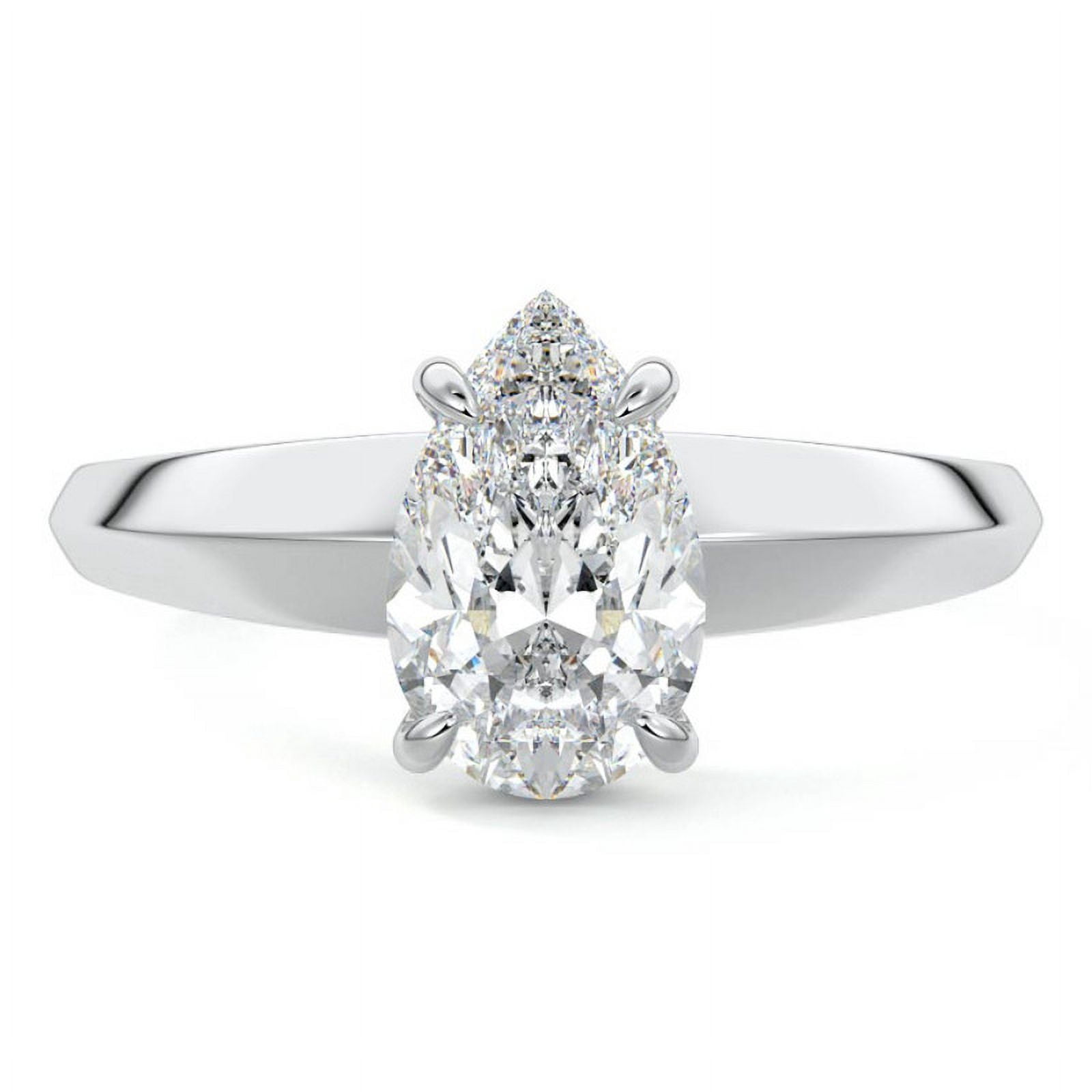 Alpha Jewel 14K Gold Plated Ring for Gifts - 2 Ct Pear Cut Moissanite ...