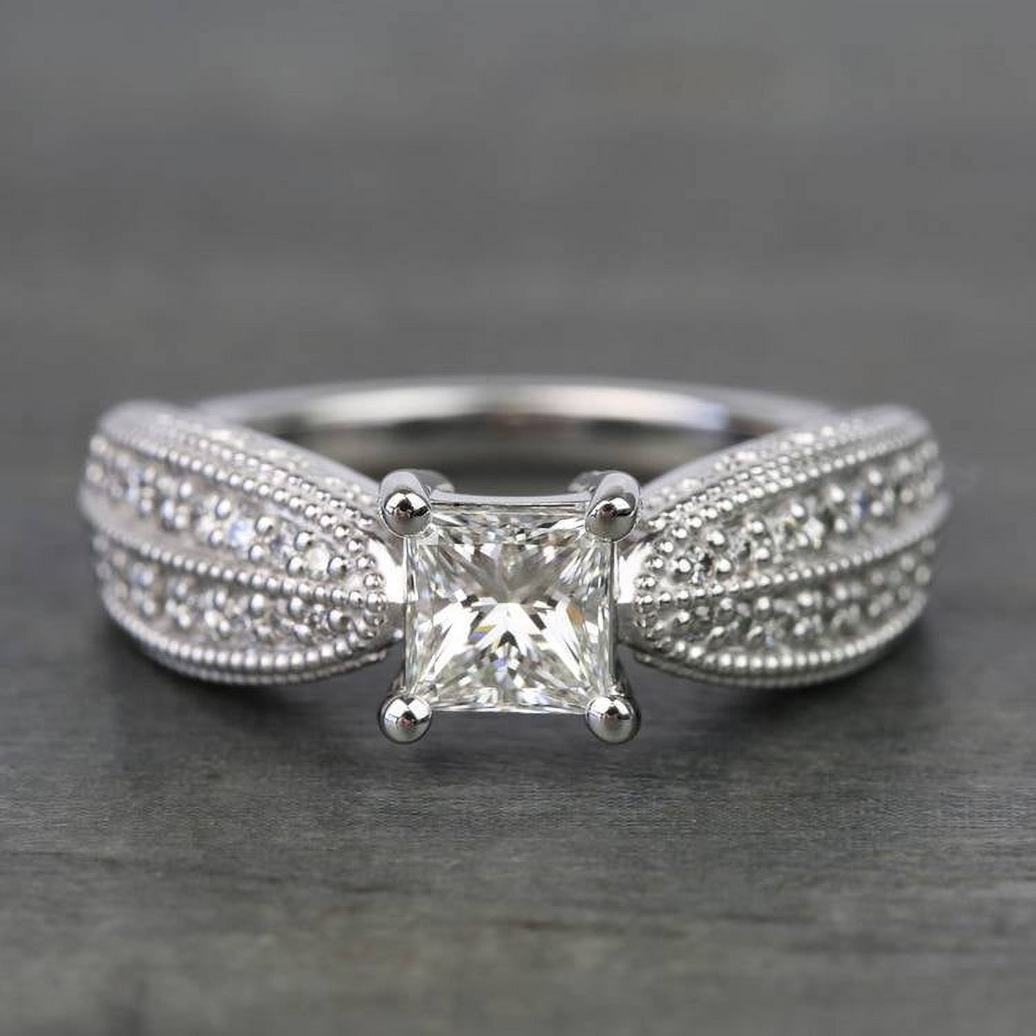 Alpha Jewel 14K White Gold Plated 1.4 Ct Princess Cut Diamond Wedding ...