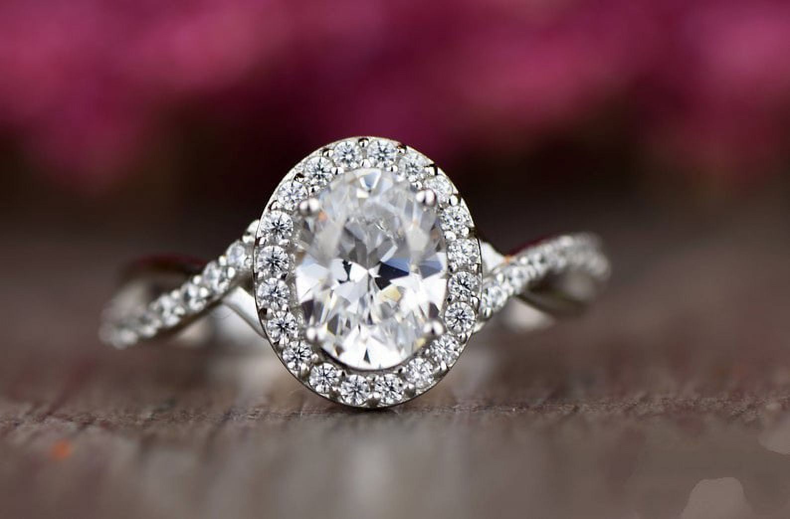 Alpha Jewel 14K White Gold Plated 1.8 Ct Oval Cut Diamond Ring ...