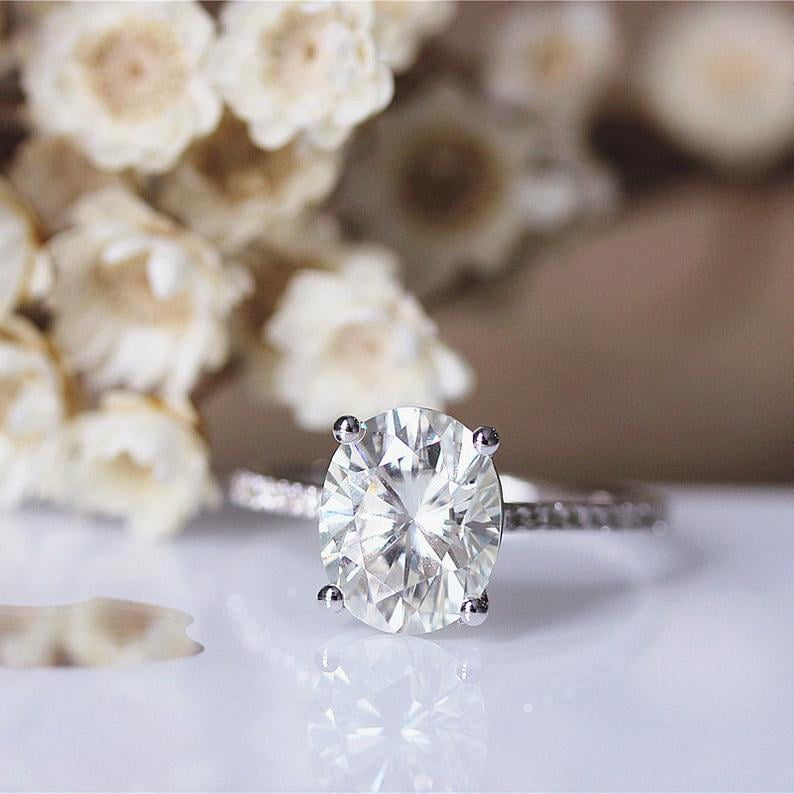 Alpha Jewel 14K White Gold Plated 1.9 Ct Oval Cut Diamond Ring ...