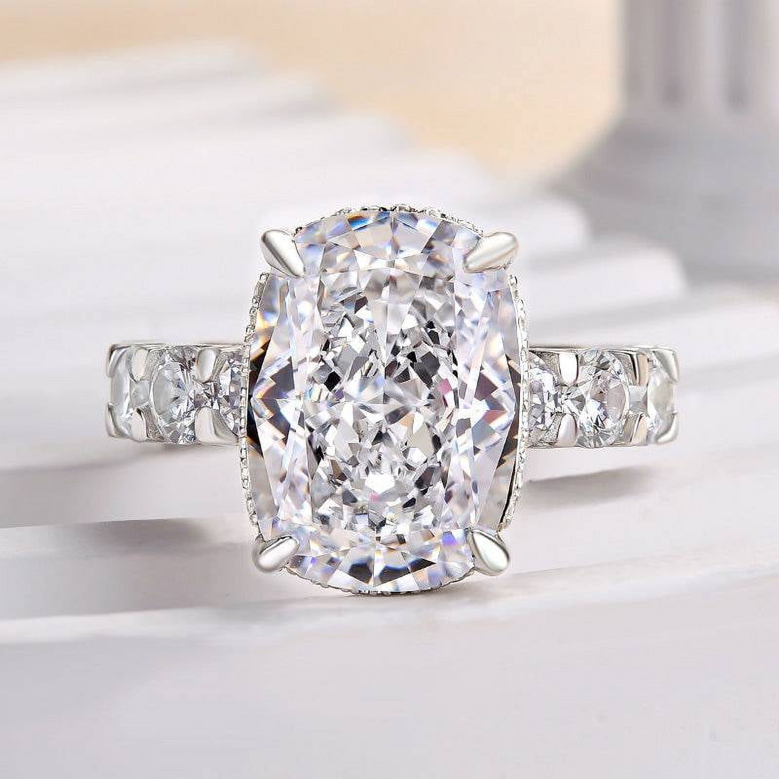 Alpha Jewel 14K White Gold Plated 2.3 Ct Cushion Cut Diamond Ring ...