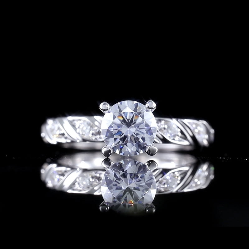 Alpha Jewel 14K White Gold Plated 2 Ct Round Cut Diamond Wedding Ring - Stunning Criss Cross ...