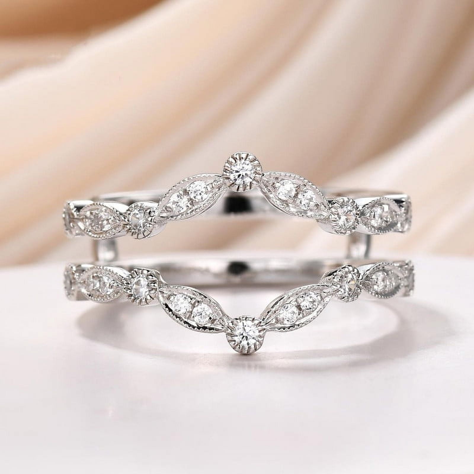 Alpha Jewel 14K White Gold Plated Band - 0.9 Ct Round Brilliant Cut ...