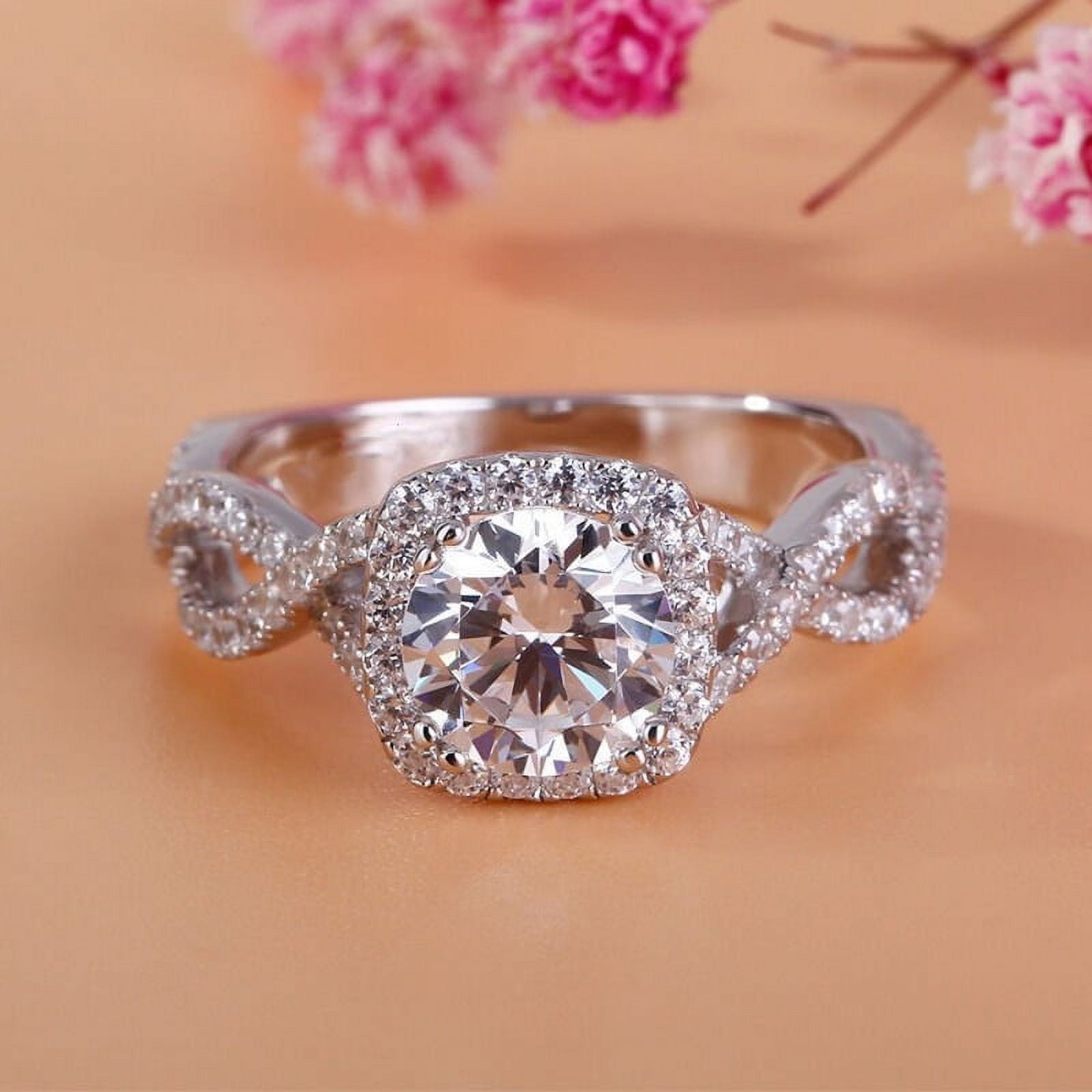 Alpha Jewel 14K White Gold Plated Bands - 2 Ct Round Cut Diamond Band ...