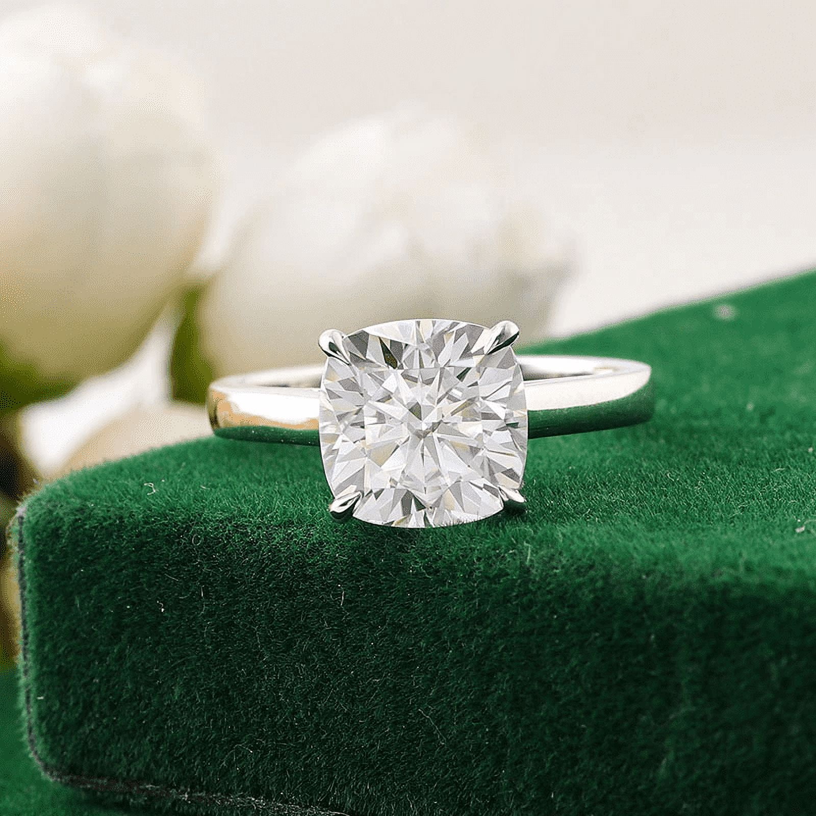 Alpha Jewel 14K White Gold Plated Bands - Cushion Cut 1.9 Ct Diamond ...