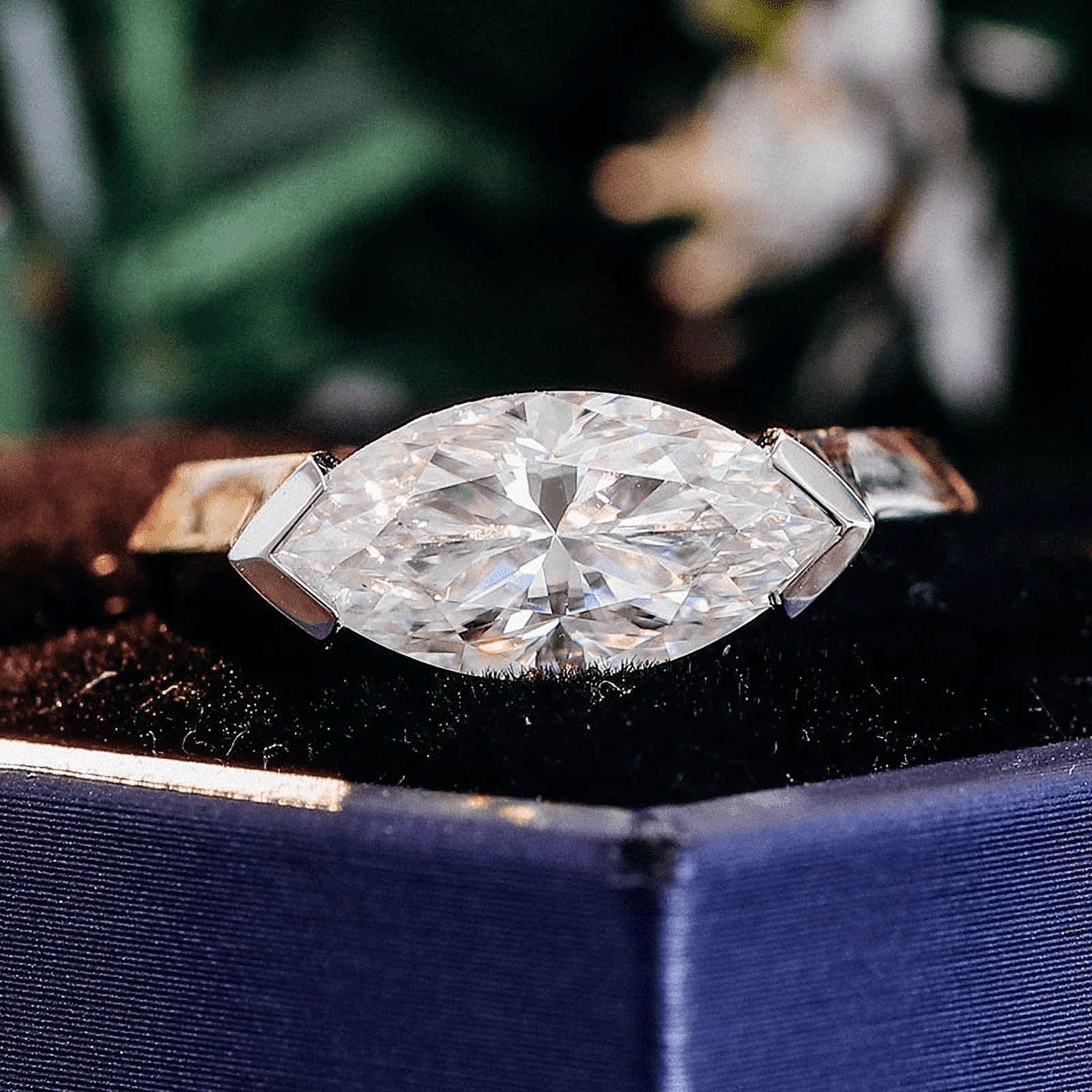 Alpha Jewel 14K White Gold Plated Diamond Band - 2.1 Ct VVS1/D Marquise ...