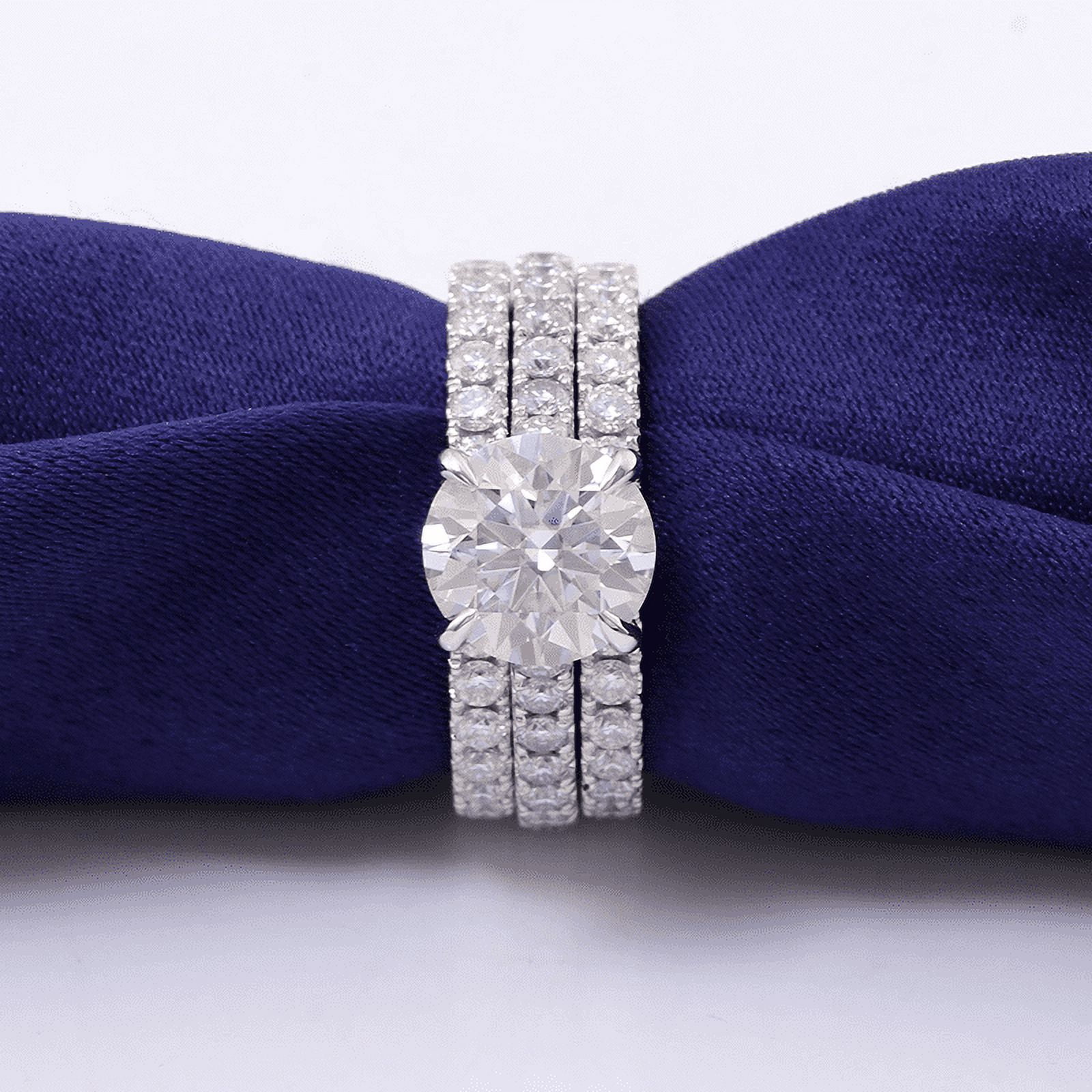 Alpha Jewel 14K White Gold Plated Diamond Band - Excellent 1.9 Ct Round ...