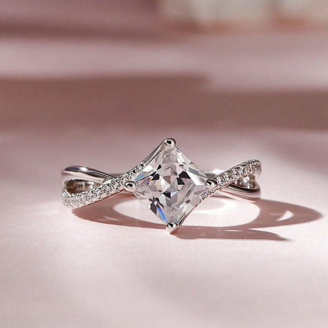 Alpha Jewel 14K White Gold Plated Diamond Band - Infinity Twisted Cross ...