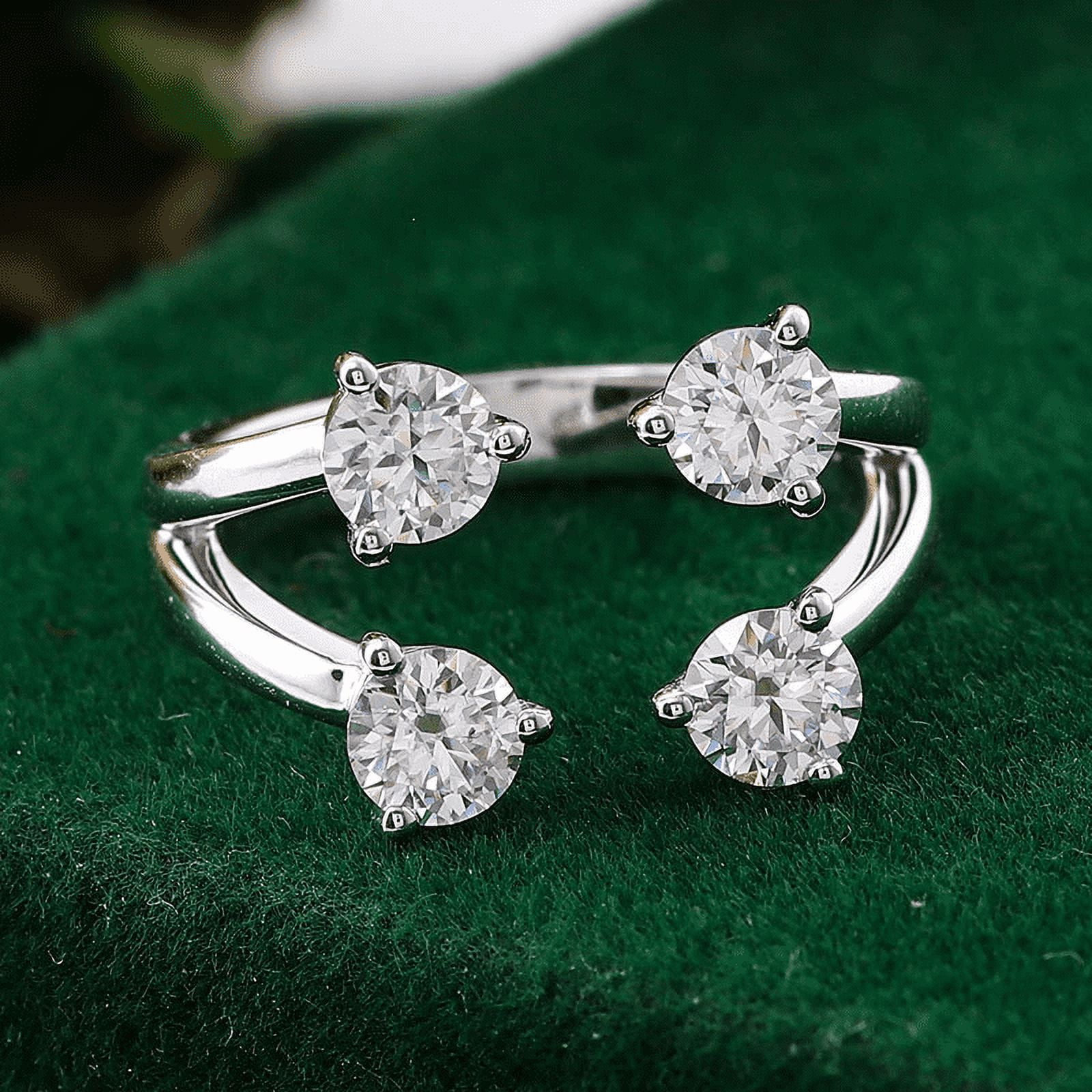 Alpha Jewel 14K White Gold Plated Diamond Rings - Emerald Cut Excellent ...